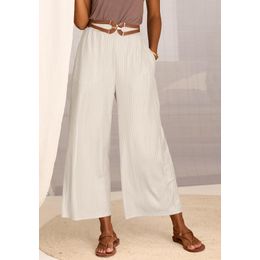 Palazzohose Lascana "aus gl&auml;nzendem, leichten Material", Damen, Gr. 38, N-Gr, gold (beige, goldfarben), Jersey, Obermaterial: 95% Polyester, 5% Elasthan, metallisierte Fasern, figurumspielend 7/8-L&auml;nge, Hosen Palazzohose, in 7/8-L&auml;nge mit weitem Bein, luftig, sommerlich elegant