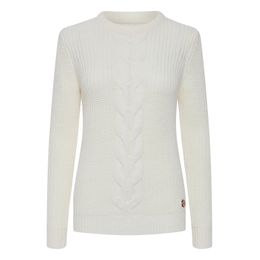 Strickfleece-Pullover oxmo "Strickpullover OXNatasja", Damen, Gr. L, wei&szlig; (cloud dancer), Obermaterial: 85% Polyacryl PAN. 15% Wolle WO., Pullover