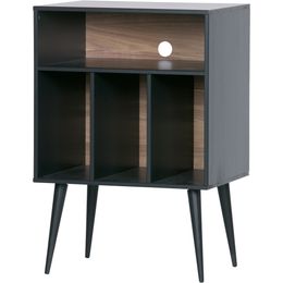 Sideboard Woood "James mit Massivkiefer und sichtbare Maserung B 60 x T 44 x H 83 cm", schwarz, walnuss, B:60cm H:83cm T:44cm, FSC-zertifiziertes Massivholz, Sideboards, Sideboard, Mit Kabel&ouml;ffnung, MDF mit Nussbaumoptik, einfach zu montieren