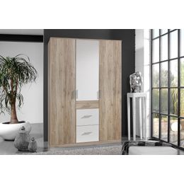 Kleiderschrank wimex "Joker", wei&szlig; (eichefarben san remo, wei&szlig;), B:135cm H:199cm T:59cm, Schr&auml;nke, Kleiderschrank, wahlweise mit Spiegel