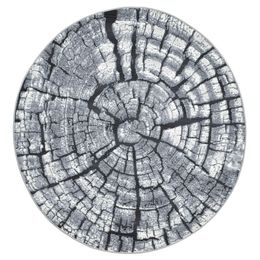 Teppich Gino Falcone "Aurora GF-095", grau, H:5mm &Oslash;:100cm, Polypropylen, Teppiche, Teppich, Holz Optik, ideal im Wohnzimmer & Schlafzimmer