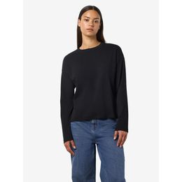 Langarmshirt Noisy may "NMMOCCA L/S REGULAR FIT TOP JRS FWD NOOS", Damen, Gr. XL, schwarz, Jersey, Obermaterial: 95% Baumwolle, 5% Elasthan, unifarben, normal, Rundhals, Shirts Langarmshirt