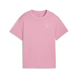 T-Shirt Puma "CLASS RELAXED TEE G", M&auml;dchen, Gr. 152, rosa (poised pink), Jersey, Obermaterial: 100% Baumwolle, bedruckt, relaxed fit normal, Rundhals, Shirts T-Shirt, Kurzarm, f&uuml;r Freizeit- und Sportanl&auml;sse, aus Jersey-Material