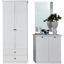 Garderoben-Set Home Affaire "&Ouml;rebro", wei&szlig;, B:162cm H:200cm T:41cm, Holzwerkstoff, Kastenm&ouml;bel-Sets, zeitloser Landhausstil, mit Vollauszug