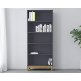 B&uuml;cherregal OTTO HOME "Maryd", schwarz (grau, wotan eiche), B:80cm H:191cm T:40cm, Holzwerkstoff, MDF, Regale, B&uuml;cherregal, mit Untergestell in Holzoptik