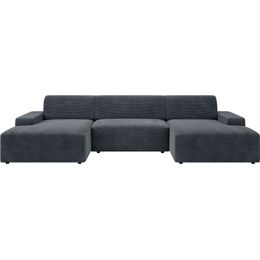 Wohnlandschaft Trendmanufaktur "Wien, wahlweise mit Sitzvorschub und Bettkasten, Breite 329 cm", dunkelgrau, B:329cm H:73cm T:162cm, 92%Polyester, 8%Polyamide, Sofas, Wohnlandschaft, U-Form, in trendigem Cordstoff
