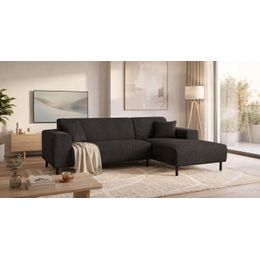 Ecksofa Home Affaire "ARROS L-Form mit Wellenunterfederung, Ma&szlig;e B/T/H: 235/163/81 cm", grau (anthrazit), B:235cm H:81cm T:163cm, 100% Polyester, Sofas, Ecksofa, incl. Zierkissen, mit Recamiere rechts/links bestellbar, auch in Cord