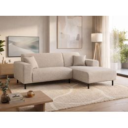 Ecksofa Home Affaire "ARROS L-Form mit Wellenunterfederung, Ma&szlig;e B/T/H: 235/163/81 cm", grau (hellgrau), B:235cm H:81cm T:163cm, 100% Polyester, Sofas, Ecksofa, incl. Zierkissen, mit Recamiere rechts/links bestellbar, auch in Cord