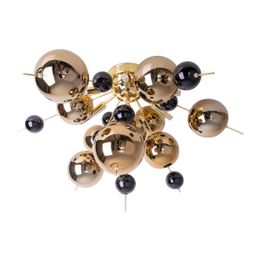 N&auml;ve N&Auml;VE Deckenleuchte "Explosion", goldfarben, schwarz, 6, &Oslash; 10cm H: 38cm, 1 Stk., Leuchten, halbrund, Glaskugeln an Metallst&auml;ben, exkl. 6x G9, Deckenleuchte
