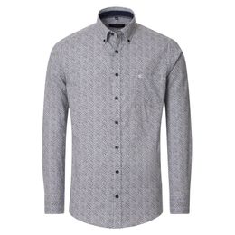 Langarmhemd Casamoda "Casamoda Freizeithemd Print", Herren, Gr. M, Normalgr&ouml;&szlig;en, blau (hellblau), 100% Baumwolle, bedruckt, l&auml;ssig geschnitten, Hemden