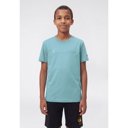 T-Shirt Champion "ICONS TONAL Crewneck T-Shirt with Large Logo", Jungen, Gr. XL (164/170), stnb, Obermaterial: 100% Baumwolle, Rundhals, Shirts T-Shirt, Kurzarm, f&uuml;r Sportmode und Freizeit, mit Rundhalsausschnitt