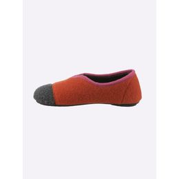 Hausschuh, Damen, Gr. 41, orange, Textil, Schuhe Hausschuh