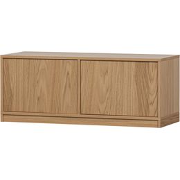 Lowboard Woood "Modulair mit Eichenfurnier und Druckmechanismus B 110 x T 40 x H 44 cm", braun (natur matt), B:110cm H:44cm T:40cm, FSC-zertifiziertes Massivholz, Sideboards, Lowboard, Tragkraft 15 kg pro Einlegeboden, sichtbare Maserung