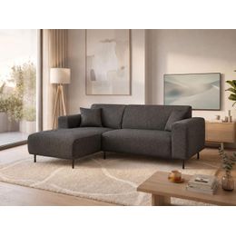 Ecksofa Home Affaire "ARROS L-Form mit Wellenunterfederung, Ma&szlig;e B/T/H: 235/163/81 cm", grau (dunkelgrau), B:235cm H:81cm T:163cm, 100% Polyester, Sofas, Ecksofa, incl. Zierkissen, mit Recamiere rechts/links bestellbar, auch in Cord