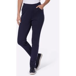 Schlupfhose Classic Basics, Damen, Gr. 56, Normalgr&ouml;&szlig;en, marine, 100% Baumwolle, gemustert, unifarben, Hosen Schlupfhose