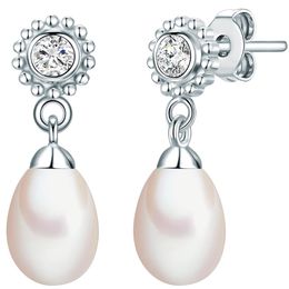 Paar Ohrstecker Valero Pearls "Set: A1425", silber (silber, wei&szlig;), Ohrringe, Damen, 18,6,mit Zirkonia, Silber 925 (Sterlingsilber), Zirkonia, S&uuml;&szlig;wasserzuchtperle