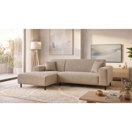 Ecksofa Home Affaire "ARROS L-Form mit Wellenunterfederung, Ma&szlig;e B/T/H: 235/163/81 cm", grau (taupe), B:235cm H:81cm T:163cm, 100% Polyester, Sofas, Ecksofa, incl. Zierkissen, mit Recamiere rechts/links bestellbar, auch in Cord