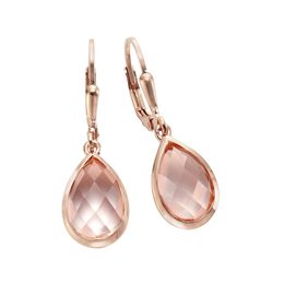 Paar Ohrh&auml;nger JAMELLI "Silber 925 ros&eacute;-vergoldet mit echten Rosenquarz-Tropfen", rot (rot, rosa), Ohrringe, Damen, one-size, Silber 925 (Sterlingsilber)