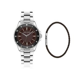 Quarzuhr MARC LAUDER "SMF2-1", braun (silber), Armbanduhren, Herren, Quarzuhr