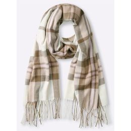 Modeschal Heine, Damen, sesam, ros&eacute;, Polyester, gemustert, Modet&uuml;cher