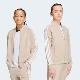 Trainingsjacke adidas originals "SST TRACK", M&auml;dchen, Gr. 128, beige (khaki three), Obermaterial: 100% Polyester, Jacken Trainingsjacke
