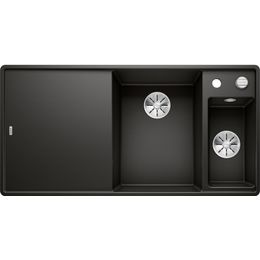 Granitsp&uuml;le Blanco "AXIA III 6 S-F", schwarz, B:50cm H:19cm T:99cm, Verbundwerkstoff, K&uuml;chensp&uuml;len, inklusive Esche-Compound-Br&uuml;ckenschneidebrett und Multifunktionsschale