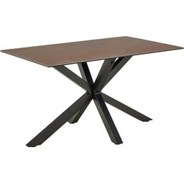 Esstisch ACTONA GROUP "Heaven mit Keramikplatte & stabilem Stahlgestell, mehrere Varianten", schwarz, rostbraun, B:135cm H:75,5cm T:80cm, Tische, Esstisch, Pflegeleichter Design-Esstisch &ndash; robust, stilvoll & langlebig