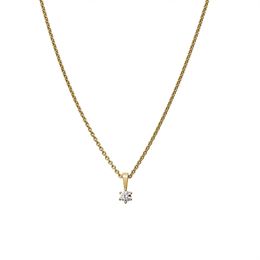 Kette mit Anh&auml;nger LYOMI "585/- Gelbgold 1 synth. Diam. 0,10 ct.", gold (gelb), Halsketten, Damen, 45,0cm, 0,1, Gold, L: 45 B: 3,7mm, gl&auml;nzend, B:3,7mm