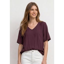 Shirtbluse Street One, Damen, Gr. 34, rustic rouge, Stoff, 100% Viskose, unifarben, klassisch normal, V-Ausschnitt, normaler Saum, Blusen, mit V-Ausschnitt