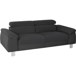 3-Sitzer COTTA "Komaris, B: 193 cm", schwarz, B:193cm T:104cm, Microfaser PRIMABELLE (100% Polyester);Kunstleder SOFTLUX;Feinstruktur (100% Polyester);Kunstleder SOFTLUX/Struktur (100% Polyester);NaturLEDER, Sofas, mit Kopfteilverstellung