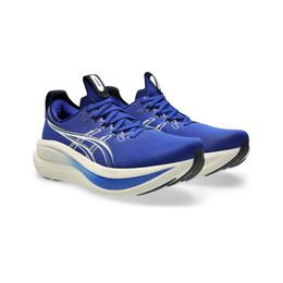 Laufschuh asics "GEL-NIMBUS 28", Herren, Gr. 42,5, prussian blau, cream, Synthetik, Schuhe Laufschuh, mit Knit-Obermaterial, mit FF BLAST PLUS D&auml;mpfung