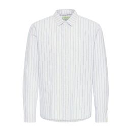 Leinenhemd Blend "Leinenhemd BHAban Linen Mix Striped", Herren, Gr. M, N-Gr, blau (blau frost), Obermaterial: 70% Baumwolle CO. 30% Leinen LI., Hemden