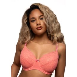 After Eden D-cup & up B&uuml;gel-BH "LOIS", Damen, Gr. 70, Cup G, silken coral, Spitze, Obermaterial: 75% Nylon, 13% Elasthan, 12% Polyamid, AFTER EDEN D-CUP & UP, comfort fit, BHs B&uuml;gel-BH, verstellbare Tr&auml;ger, mit Schale, mit B&uuml;gel, mit Spitze, feminin
