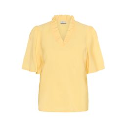 Kurzarmbluse Kaffe "Bluse kurzarm BPjuliana", Damen, Gr. S, gelb (straw), Obermaterial: 85% Viskose LENZING ECOVERO CV LenzEcov. 15% Nylon NY., Blusen