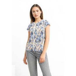 T-Shirt soyaconcept "SC-ARETHA 38", Damen, Gr. M, air blau combi, Single Jersey, Obermaterial: 100% Polyester, gemustert, Rundhals, Shirts T-Shirt, aus Polyester, lockere Passform, Kurzarm, Rundhalsausschnitt