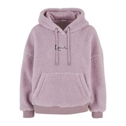 Kapuzenpullover Karl Kani "Karl Kani Karl Kani Metal Signature Teddy Os Hoodie", Damen, Gr. XS, rose, 100% Polyester, mehrfarbig, normal, ohne Ausschnitt, Pullover Kapuzenpullover