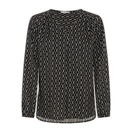 Schlupfbluse DELMAO, Damen, Gr. 34, schwarz-wei&szlig; (schwarz, wei&szlig;), Web, Obermaterial: 100% Viskose, gemustert, figurumspielend, V-Ausschnitt, eingesetzt elastischer Bund mit Gummizug, Blusen Schlupfbluse, femininer Stil, Langarm, aus Viskose, mit V-Ausschnitt