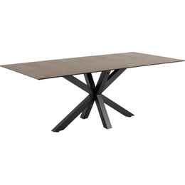 Esstisch ACTONA GROUP "Heaven mit Keramikplatte & stabilem Stahlgestell, mehrere Varianten", schwarz, rostbraun, B:200cm H:75,5cm T:100cm, Tische, Esstisch, Pflegeleichter Design-Esstisch &ndash; robust, stilvoll & langlebig