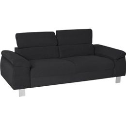 3-Sitzer COTTA "Komaris, B: 193 cm", schwarz, B:193cm T:104cm, Microfaser PRIMABELLE (100% Polyester);Kunstleder SOFTLUX;Feinstruktur (100% Polyester);Kunstleder SOFTLUX/Struktur (100% Polyester);NaturLEDER, Sofas, mit Kopfteilverstellung