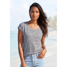 Kurzarmshirt Vivance "mit Streifendesign", Damen, Gr. 32/34, gr&uuml;n (mint), Jersey, Obermaterial: 55% Polyester, 42% Viskose, 3% Elasthan, gestreift, bequem, Rundhals, angeschnitten, Shirts, aus sommerlicher Viskose-Qualit&auml;t