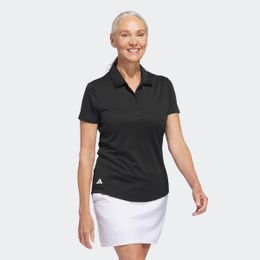 Poloshirt adidas Performance "SOLID PERFORMANCE SLEEVE F&Uuml;R DAMEN", Damen, Gr. L, schwarz, Obermaterial: 100% Polyester, Shirts, mit Druckknopfverschluss, aus Polyester, leichtes Pikeematerial
