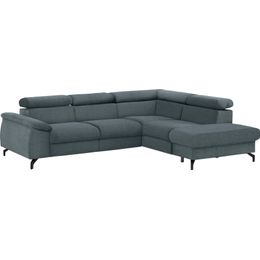 Ecksofa COTTA "Kitty L-Form, B: 249 cm", grau (niagara), B:249cm H:72cm T:207cm, Microfaser (100% Polyester);Flachgewebe (100% Polyester), Sofas, Ecksofa, mit Kopfteilverstellung, optional Bettfunktion & Bettkasten