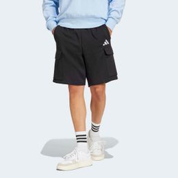 Shorts adidas Sportswear "ESSENTIALS FEEL COZY", Herren, Gr. L, N-Gr, schwarz, wei&szlig;, normal, gr., Obermaterial: 70% Baumwolle, 30% Polyester, Hosen Shorts