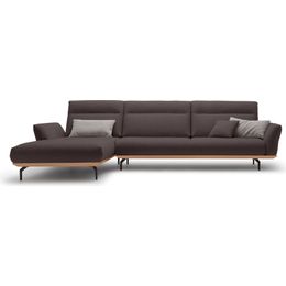 Ecksofa "CR.460, Design-Sofa der Extraklasse, verstellbare R&uuml;ckenlehne, L-Form", lila (purpurviolett, steingrau 044, 69), B:338cm H:103cm T:183cm, Chenille COCO (72% Polyester 15% Baumwolle 13% Polyacryl), CREATION BY ROLF BENZ, Sofas, Ecksofa, Sockel in Eiche, Winkelf&uuml;&szlig;e in Umbragrau, Breite 338 cm