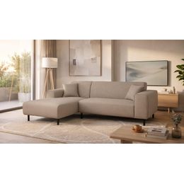 Ecksofa Home Affaire "ARROS L-Form mit Wellenunterfederung, Ma&szlig;e B/T/H: 235/163/81 cm", grau (taupe), B:235cm H:81cm T:163cm, 100% Polyester, Sofas, Ecksofa, incl. Zierkissen, mit Recamiere rechts/links bestellbar, auch in Cord
