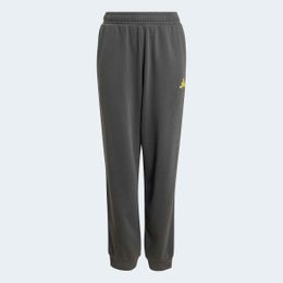 Trainingsanzug adidas Sportswear "J CB FT TS", Jungen, Gr. 116, grau five, pure lemon, lgh solid grau, Obermaterial: 55% Baumwolle, 36% Polyester, 9% Viskose, Sportanz&uuml;ge Trainingsanzug