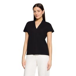 BETTY & CO Kurzarmshirt BETTY & CO "Damen mit V-Ausschnitt", Damen, Gr. L, schwarz, Obermaterial: 55% Polyester, 42% Baumwolle, 3% Elasthan, gerade normal, V-Ausschnitt, Shirts, Struktur
