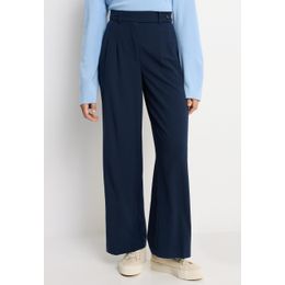 Palazzohose Lascana "mit weitem Bein aus weicher und leichter Webware", Damen, Gr. 34, N-Gr, blau (marine), Stoff, Obermaterial: 64% Polyester, 32% Viskose, 4% Elasthan, unifarben, figurumspielend lang, Hosen Palazzohose, Sommerhose im Business-Look, elegante Anzughose mit Taschen, Topseller