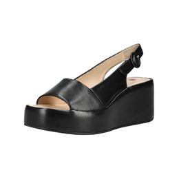 H&ouml;gl Keilsandalette H&Ouml;GL "H&ouml;gl Sandalen Leder", Damen, Gr. 37,5, schwarz, schwarz, Leder, Schuhe