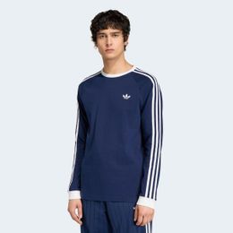 Langarmshirt adidas originals "3-STREIFEN LONGSLEEVE", Herren, Gr. L, night indigo, Obermaterial: 100% Baumwolle, Rundhals, Shirts Langarmshirt